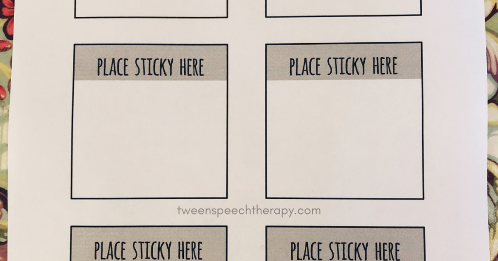 Print Your Own Sticky Notes for Speech Therapy - Tween Speech Therapy